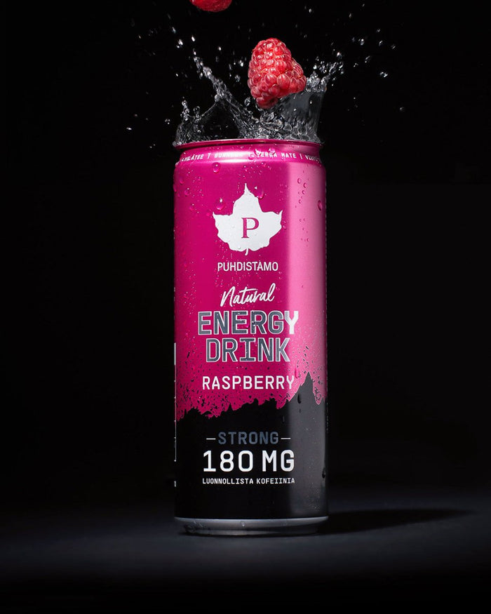 Natural Energy Drink Raspberry Strong - 330 ml 24-pack